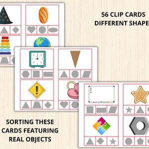 Shapes Sorting Activity,shapes Clip Card,matching Activity,learning ...