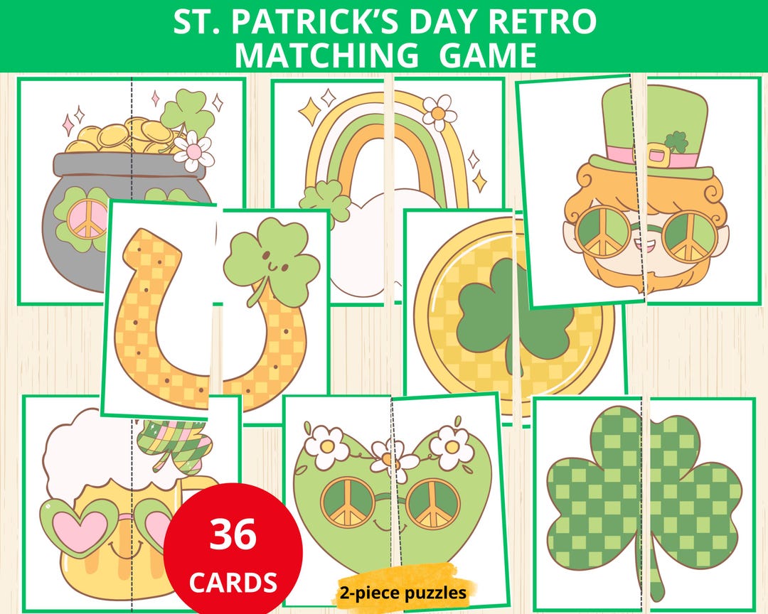 St. Patricks Day Puzzle,st Patrick Matching Activity,halves Matching ...