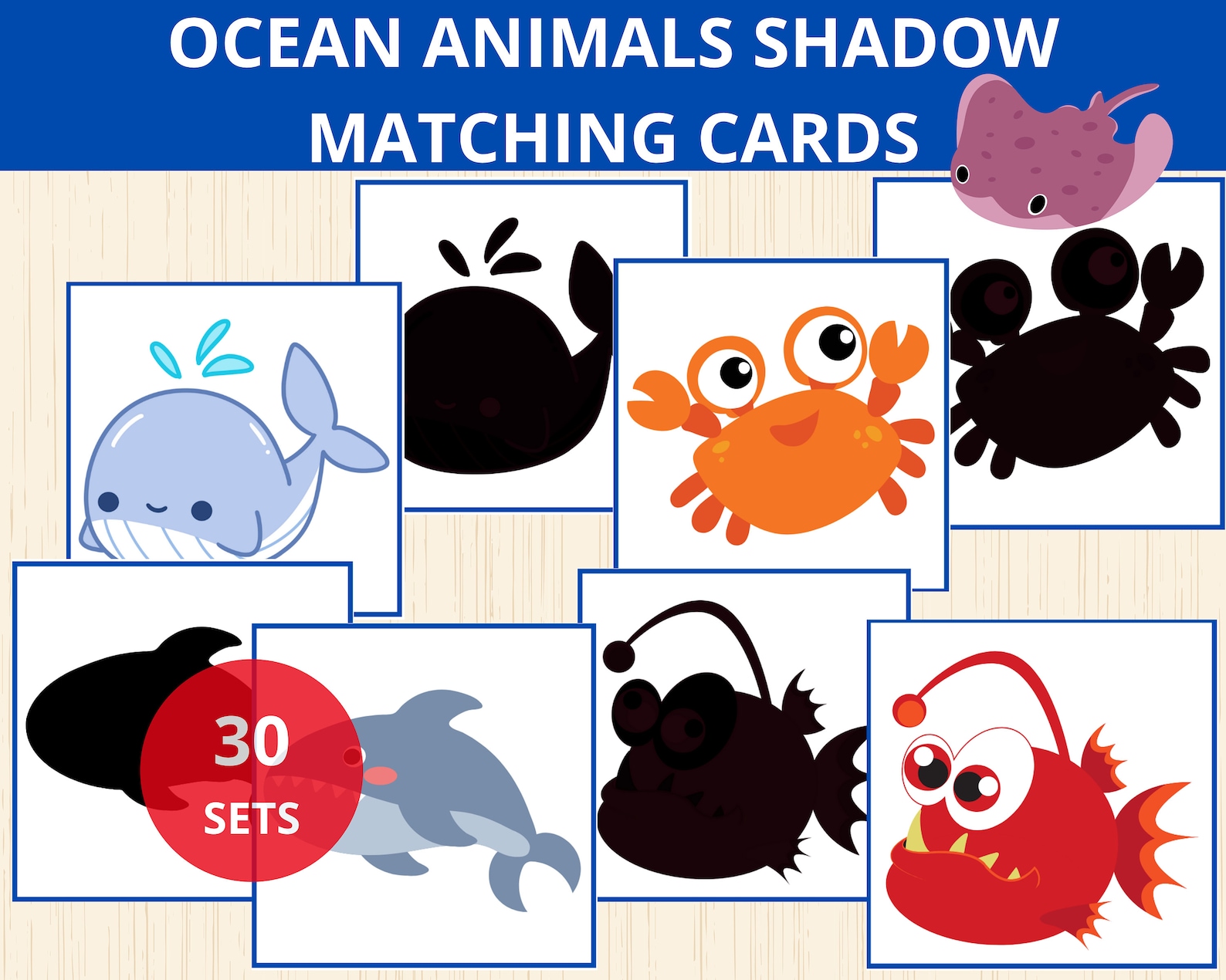 Ocean Animals Shadow Matching Cards,sea Animals Shadow,sea Animals ...
