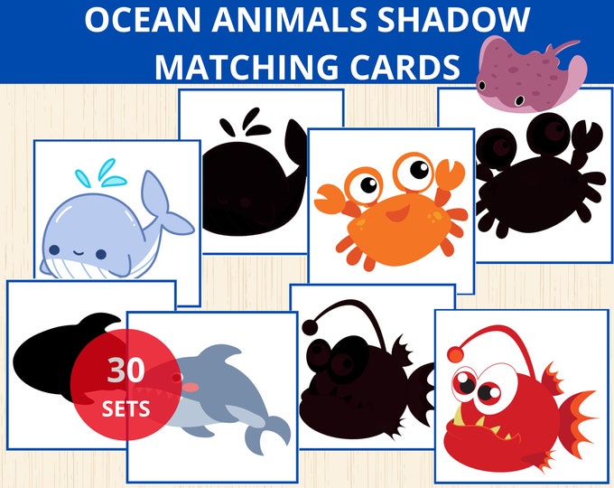 Ocean Animal Shadow Matching Cards. Montessori Summer Preschool ...