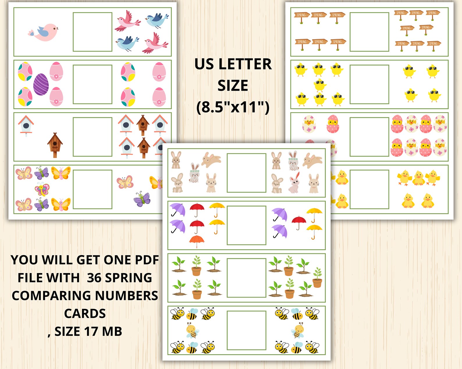 Spring Preschool,spring Math,comparing Quantities,comparing Numbers ...