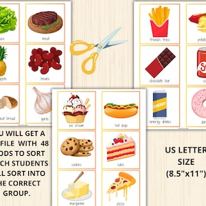 Healthy or Unhealthy Food Sorting Game,nutrition Food Kindergarten ...