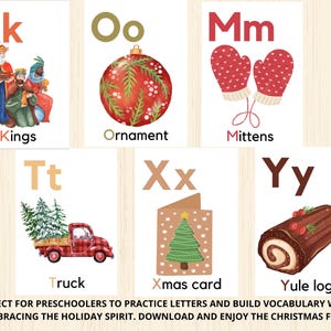 Christmas Alphabet Cards,christmas Cards for Kids,christmas Flashcards ...