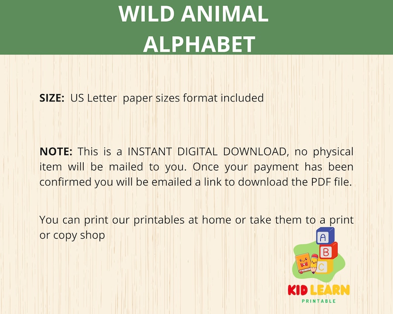 Wild Animals, Jungle Alphabet, Wild Animals Vocabulary,zoo Animals ...