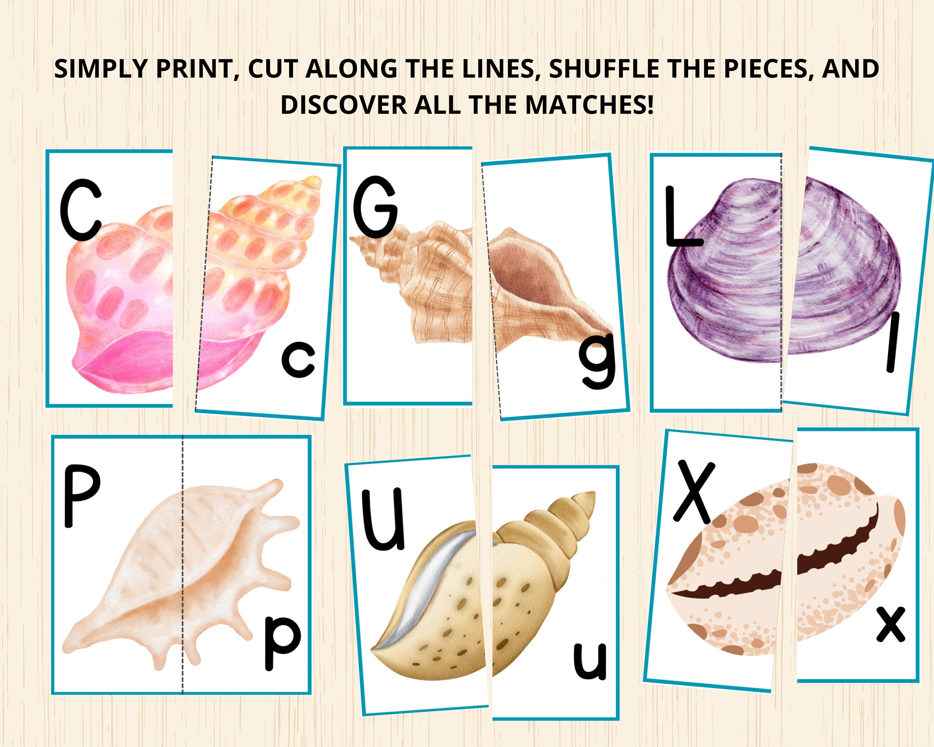 Seashell Alphabet Puzzle,alphabet Matching Activity,ocean Matching ...