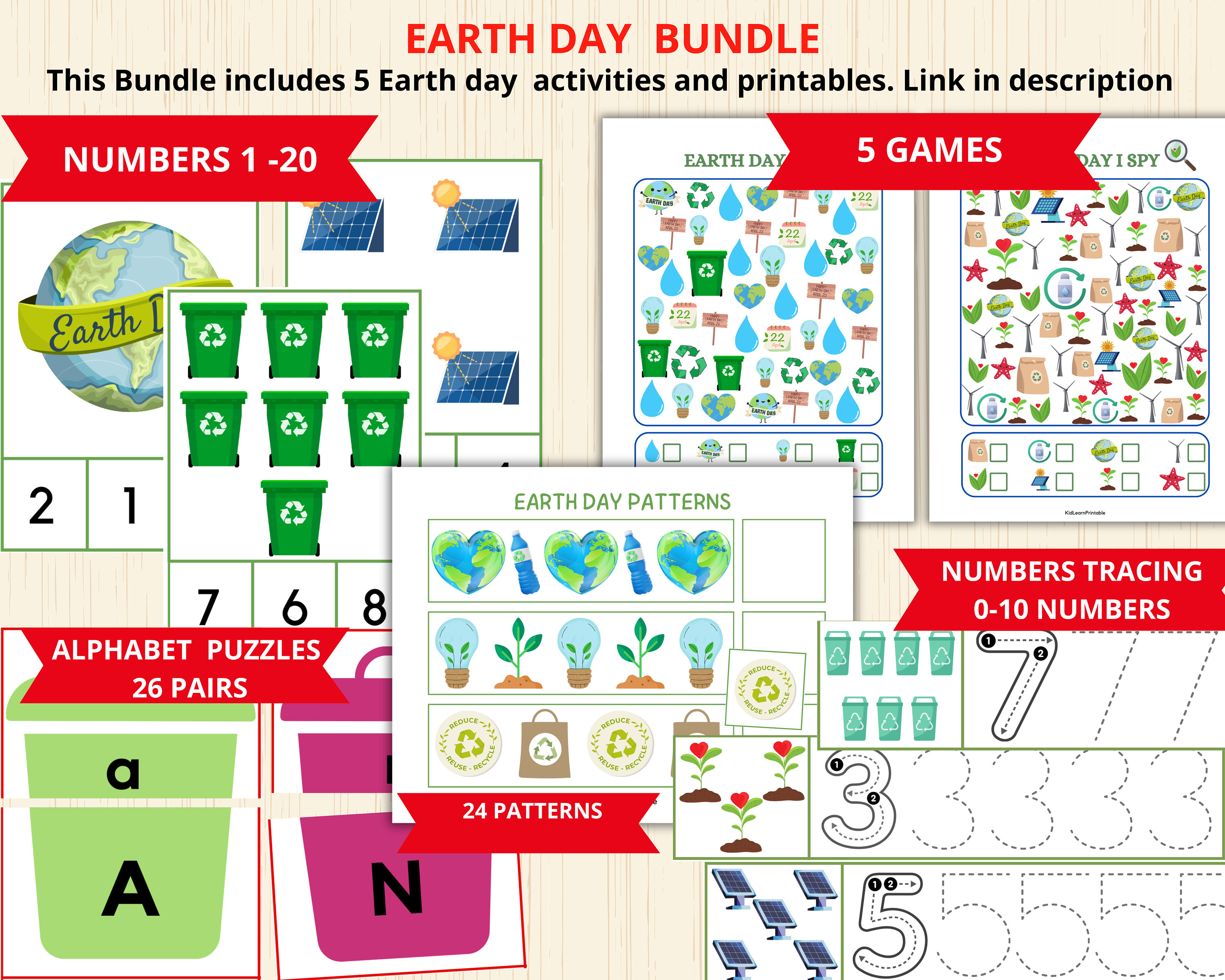 Earth Day Montessori 3 Part Cards,earth Day Flashcards,ecology Cards ...