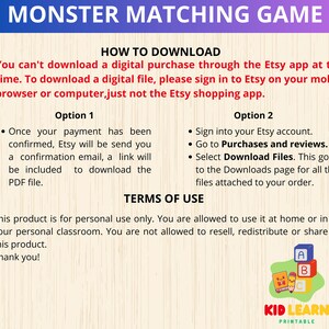 Monster Matching Games,2-piece Puzzles,monster Lovers,toddler Puzzle ...