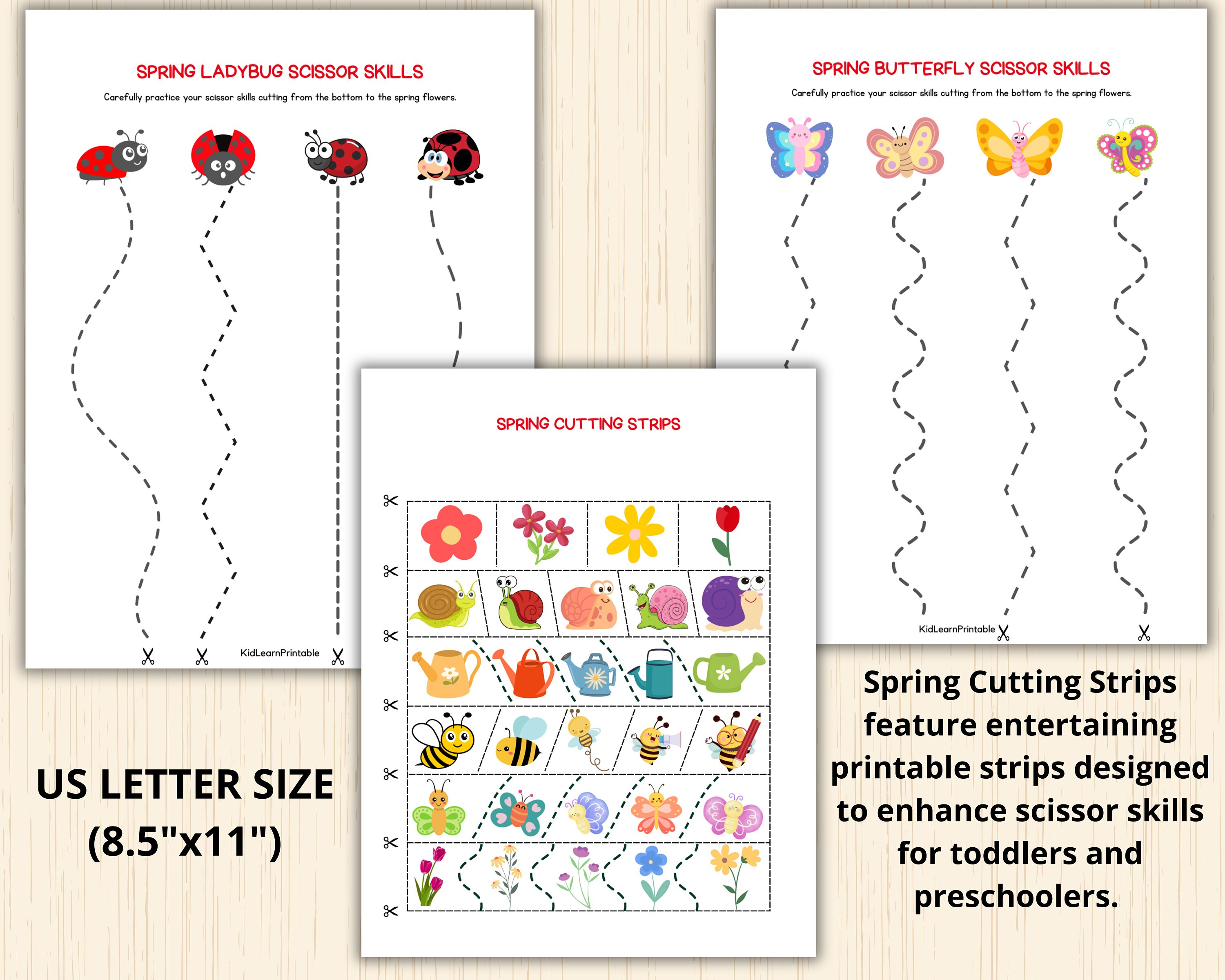 Spring Cutting Practice, Scissor Skills Worksheet, Spring Scissor ...