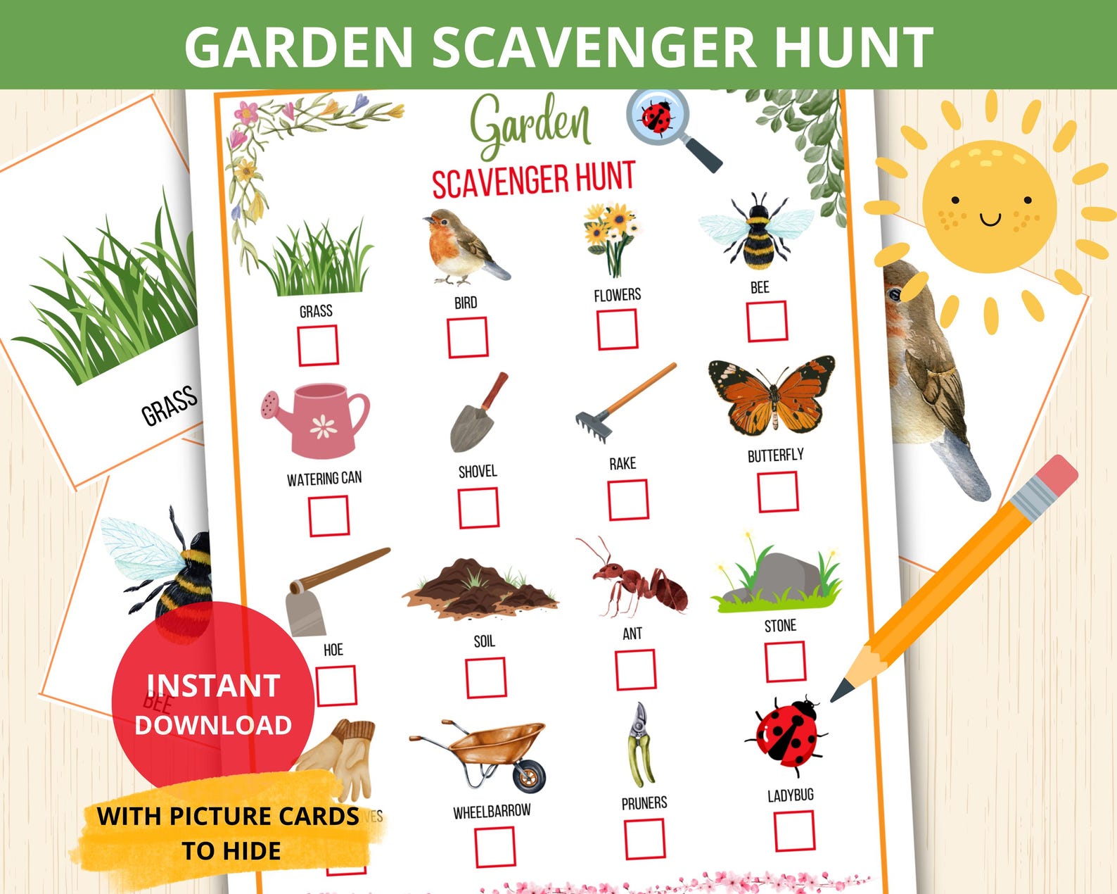 Garden Scavenger Hunt,garden Treasure Hunt,backyard Scavenger Hunt ...