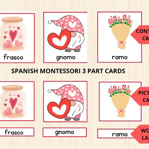Montessori 3 Part Valentine's Day Cards, Flashcards, Montessori ...