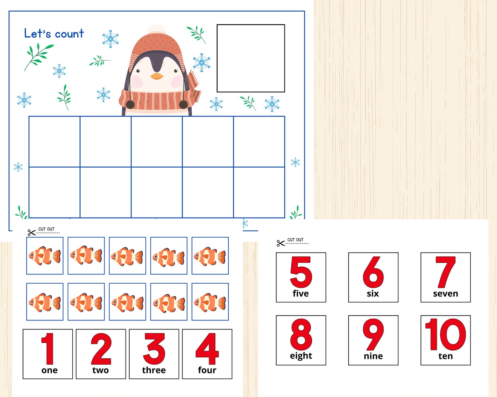 Winter Counting Practice 1-10, Matching Activity, Toddler, Preschool ...