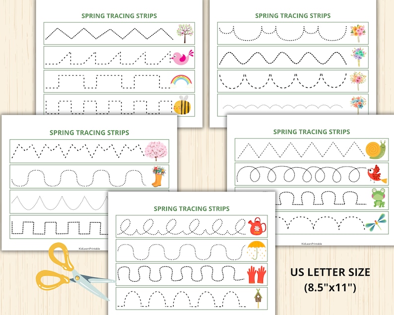 Spring Tracing Practice,tracing Strips,lines Tracing,handwriting ...