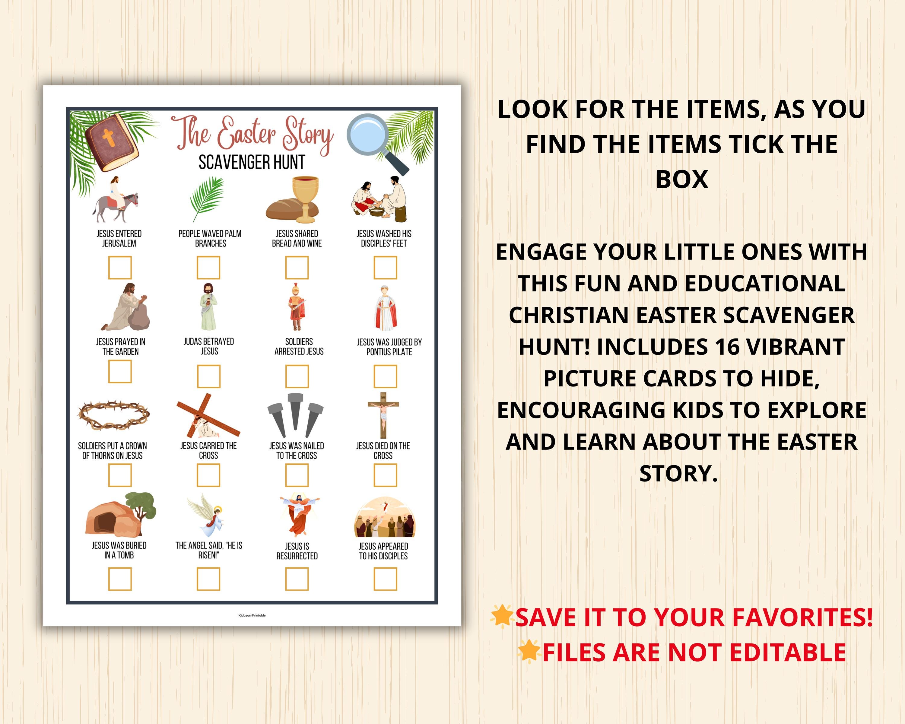 The Easter Story Scavenger Hunt,easter Scavenger Hunt,christian Easter ...