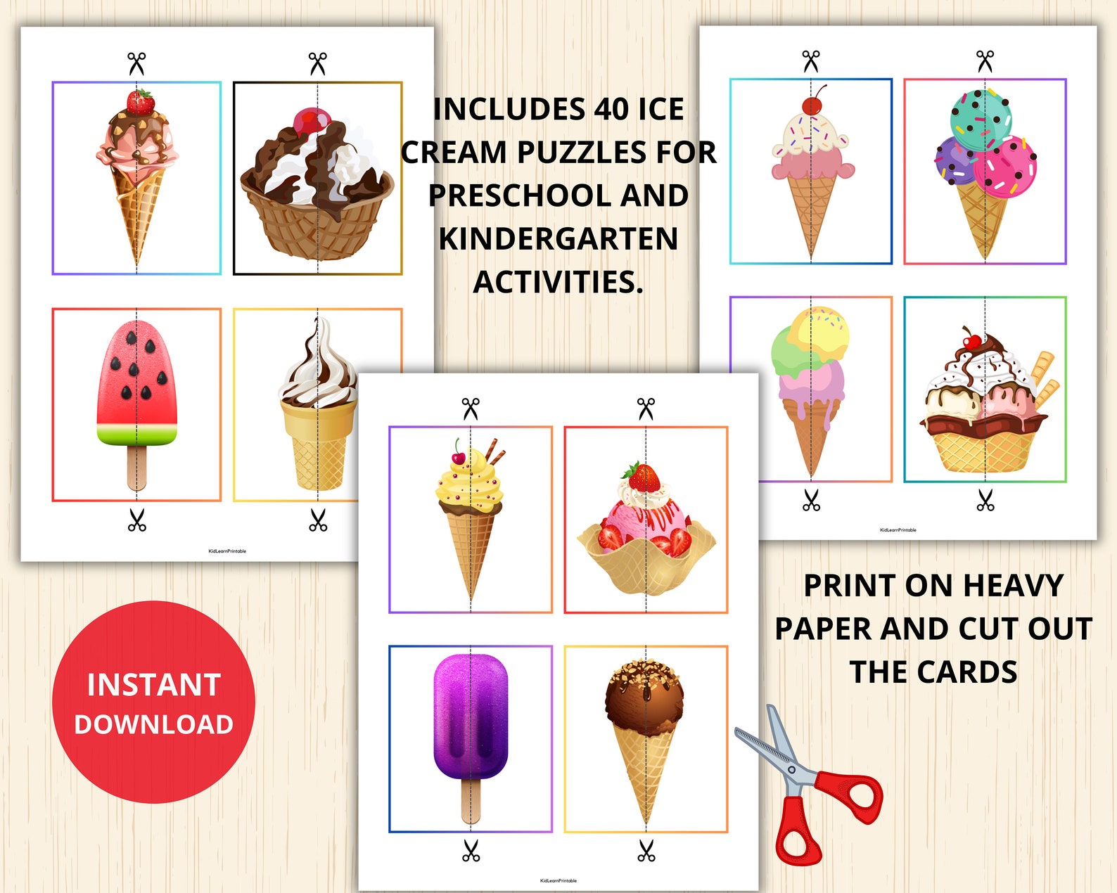 Ice Cream Matching Activity,summer Puzzles,symmetry Puzzles,popsicles ...