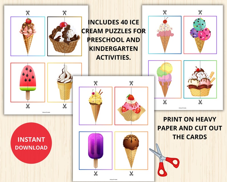 Ice Cream Matching Activity,summer Puzzles,symmetry Puzzles,popsicles ...