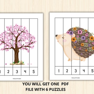 Spring Number Puzzles, Montessori Spring Printable, Number Sequence ...