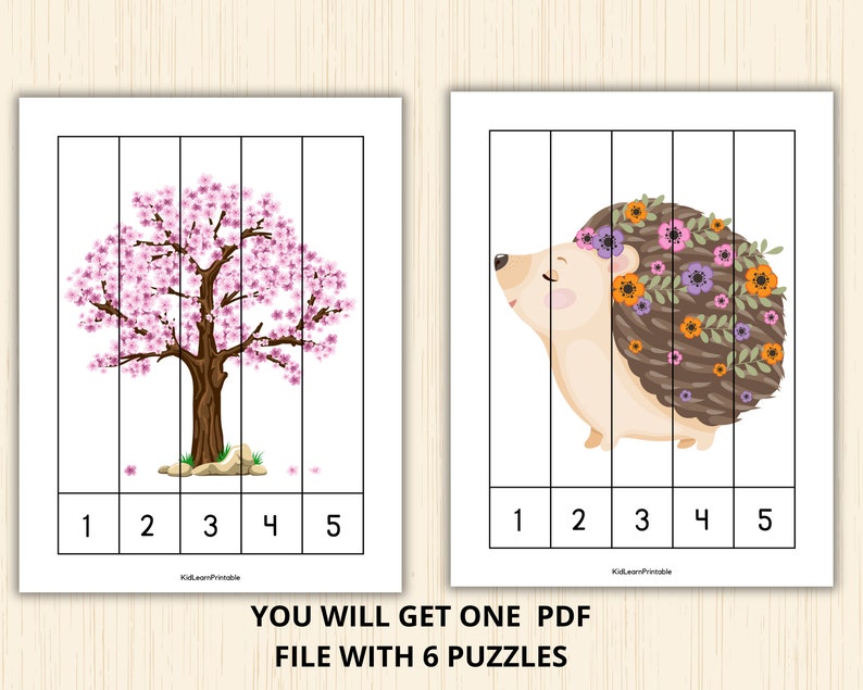 Spring Number Puzzles, Montessori Spring Printable, Number Sequence ...