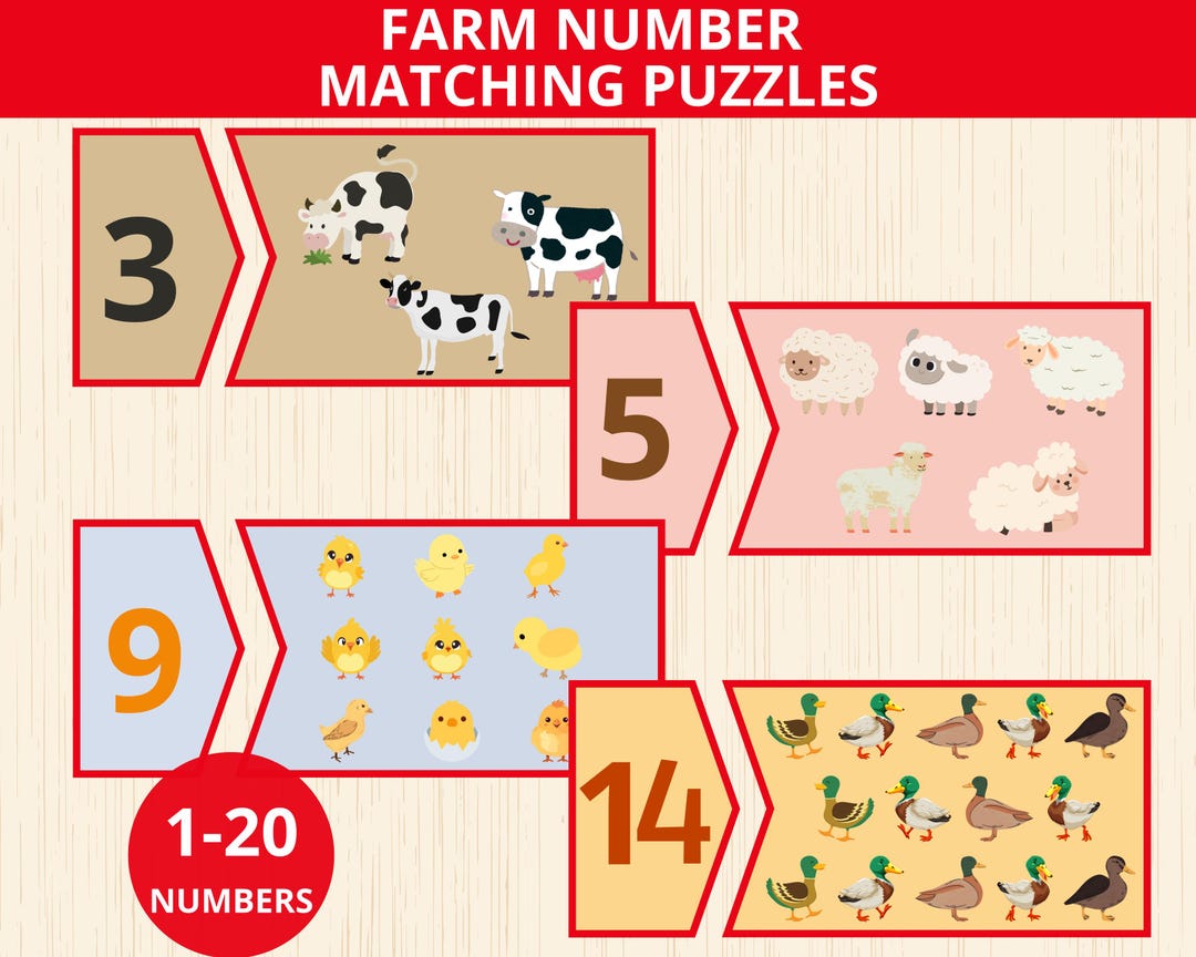 Farm Number Puzzle,farm Number Matching,farm Counting Game,farm Math ...