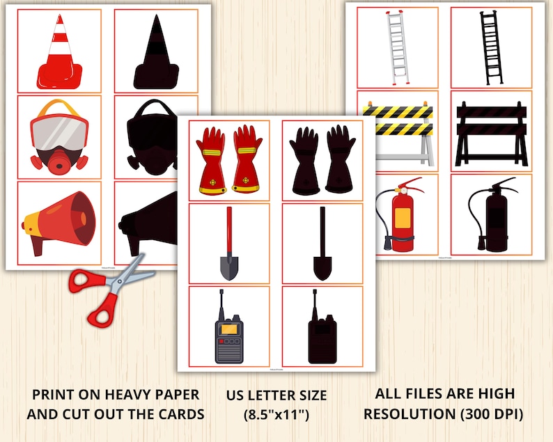 Firefighter Shadow Matching,firefighter Party Game,firefighter ...
