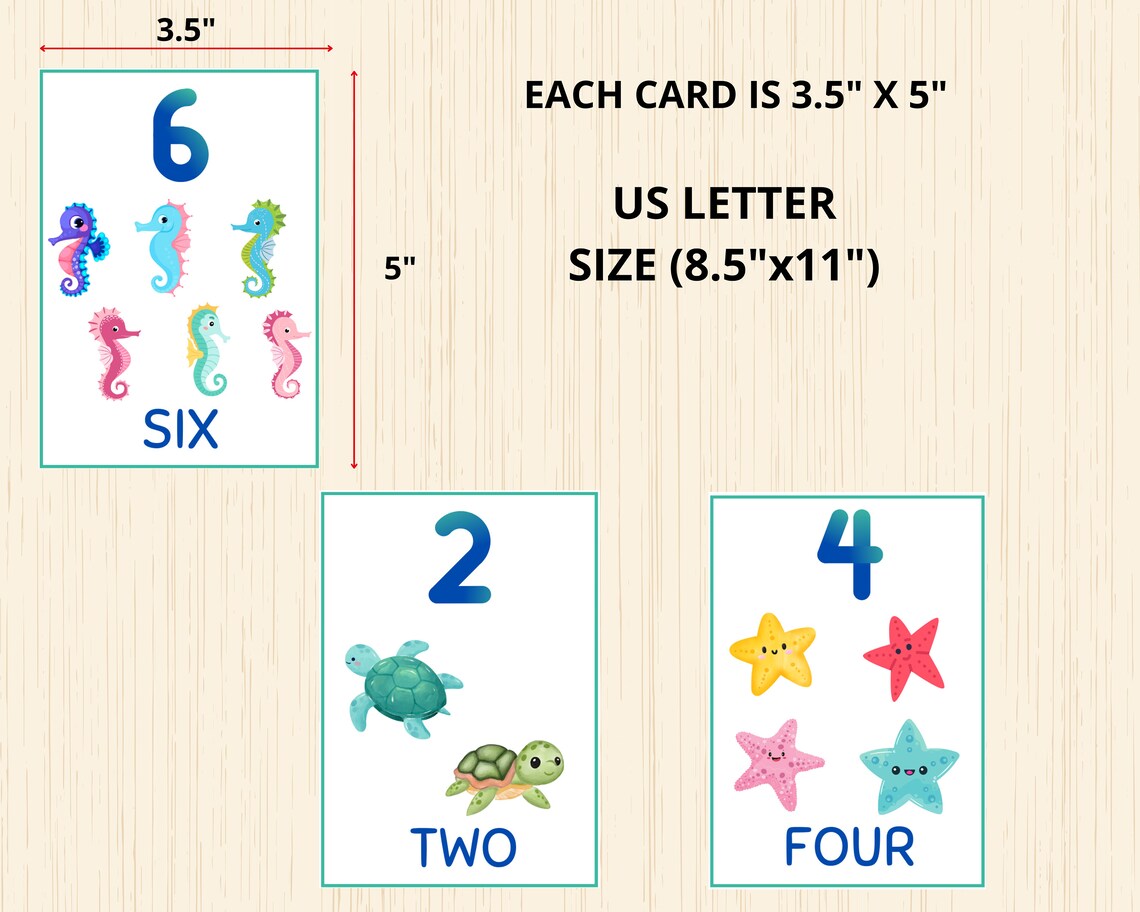 Ocean Number 1-10 Flashcards,sea Animals Number Cards,sea Animals ...