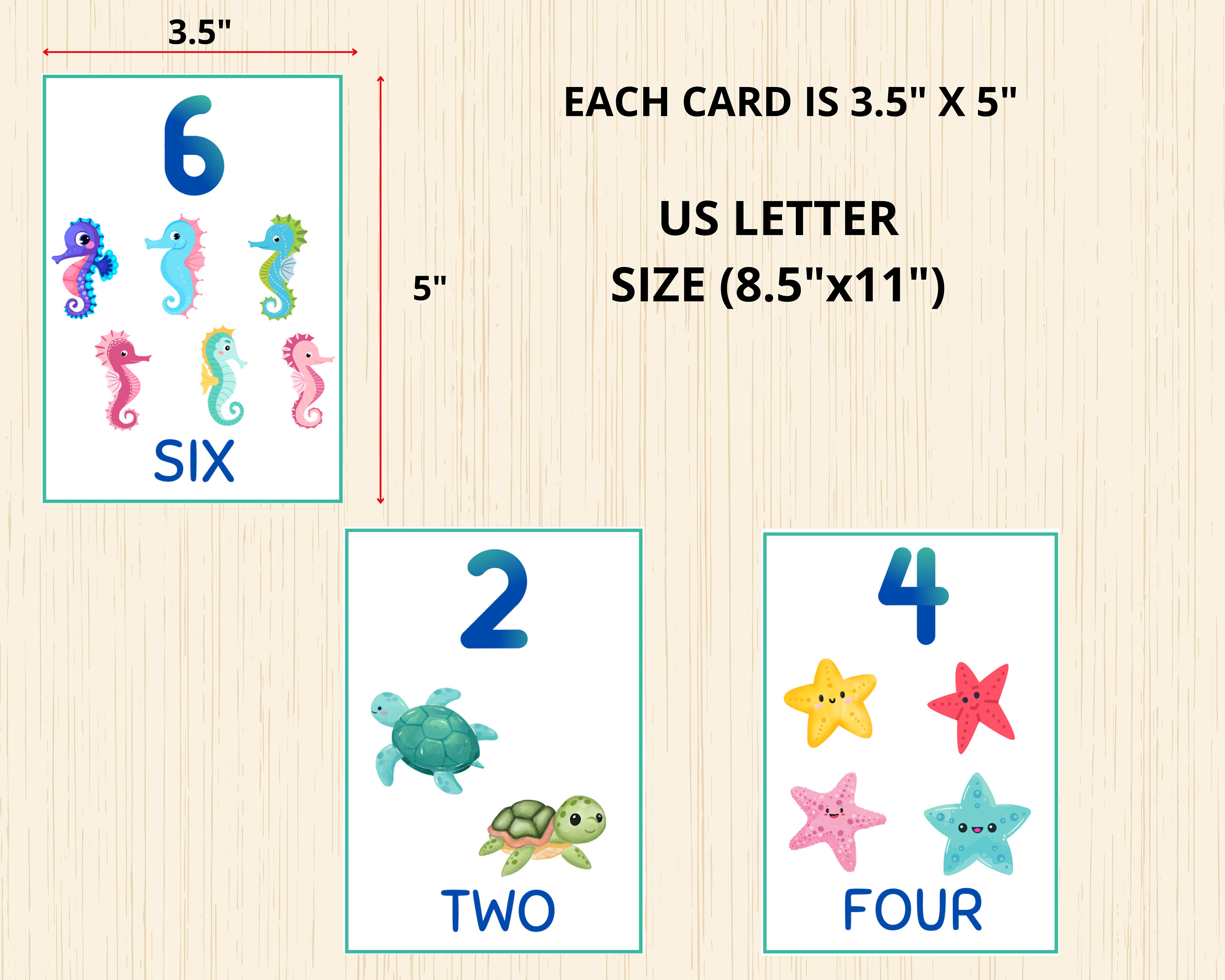 Ocean Number 1-10 Flashcards,sea Animals Number Cards,sea Animals ...