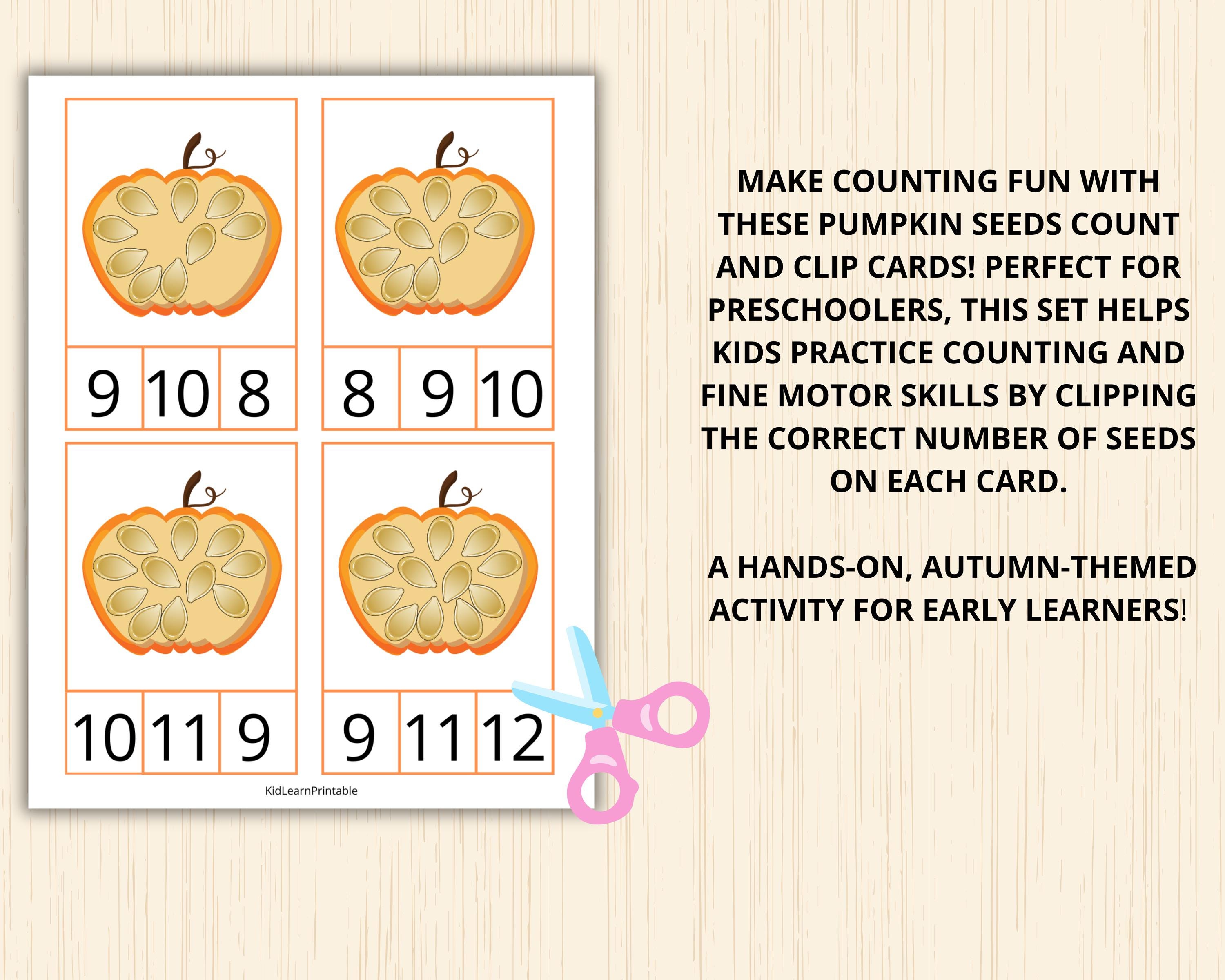 Pumpkin Seed Count and Clip Cards,pumpkin Counting Clip,kids Fall ...