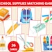 School Supplies Matching Game,back to School Game,school Items Matching ...