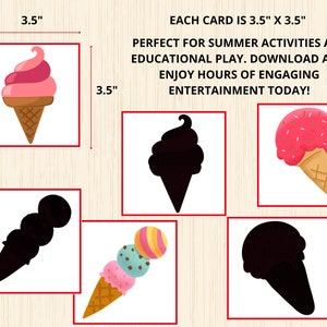 Ice Cream Shadow Matching Game,summer Matching Card,ice Cream Unit ...
