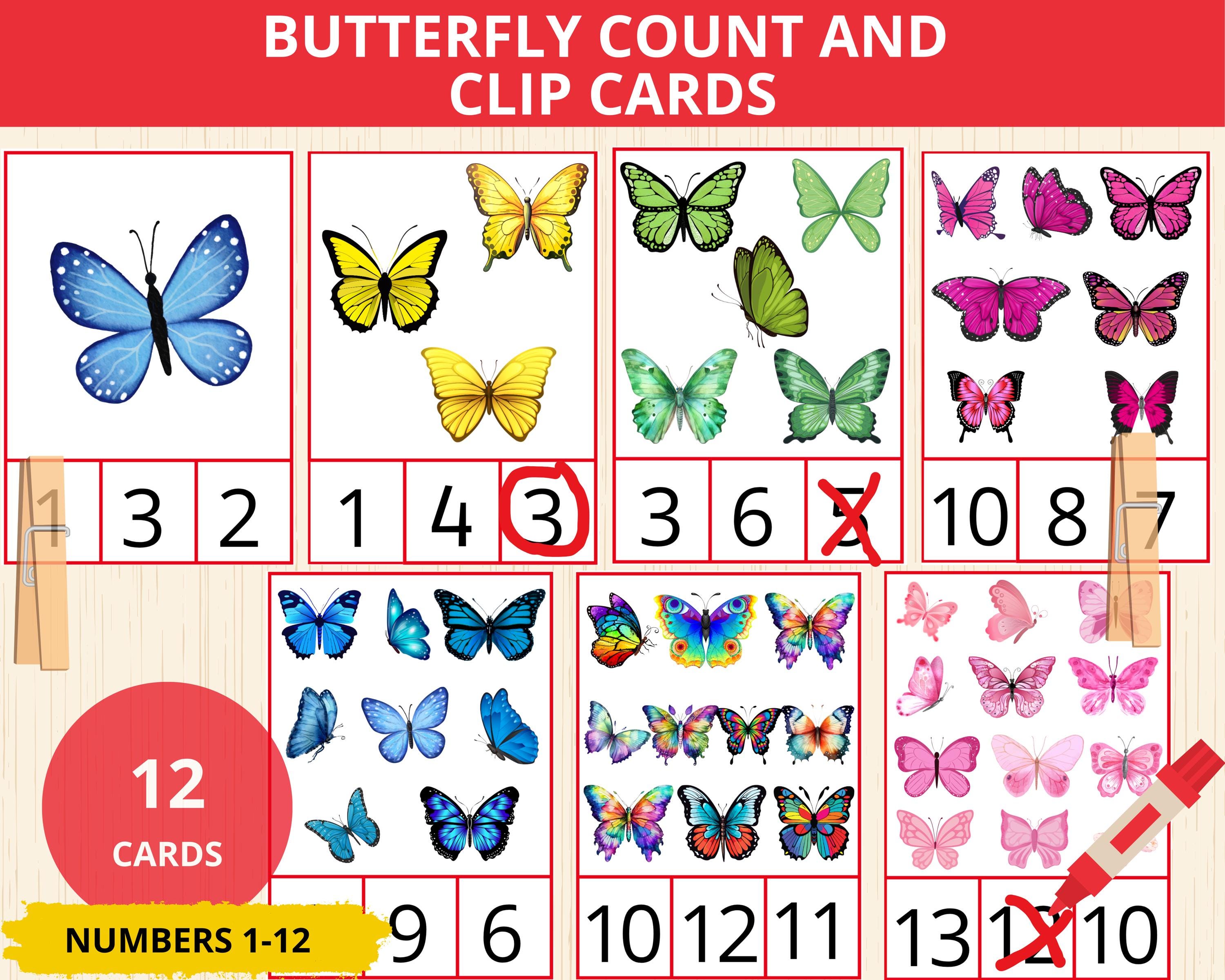 Butterfly Count and Clip Cards,spring Math Activity,numbers 1-10 ...