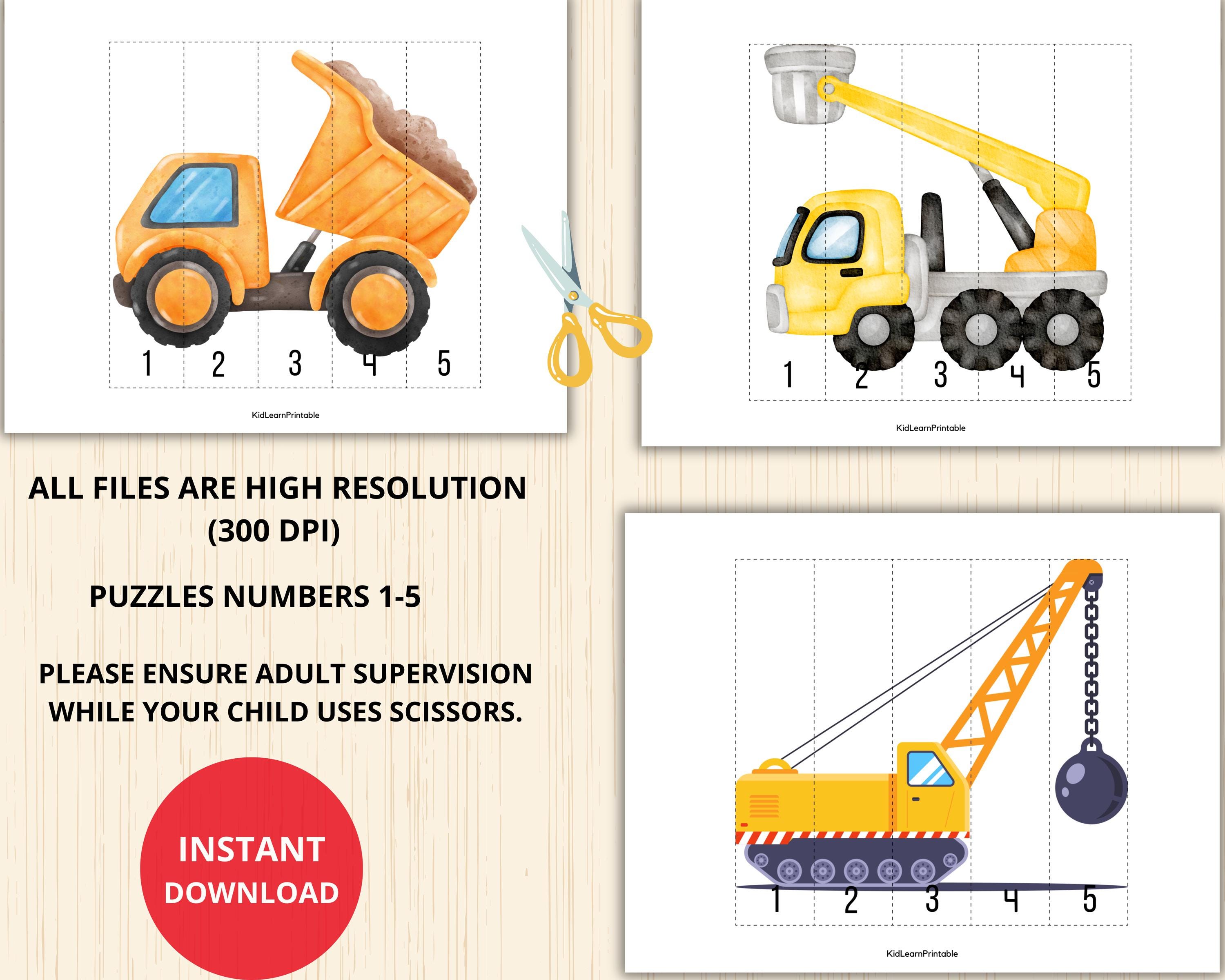 Construction Vehicles Puzzles,vehicles Number Sequence Puzzle,vehicles ...