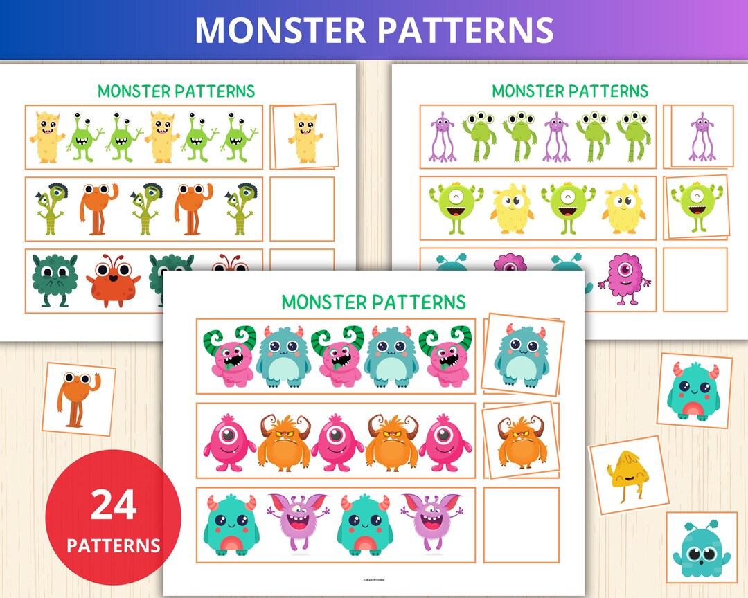 Monster Pattern,pattern Recognition,what Comes Next,monster Preschool ...