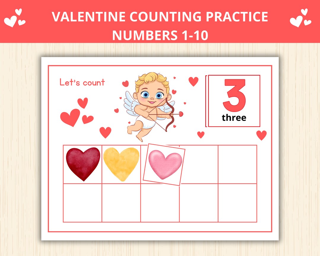 Counting Valentines,numbers 1-10 Count and Match,valentine Math ...