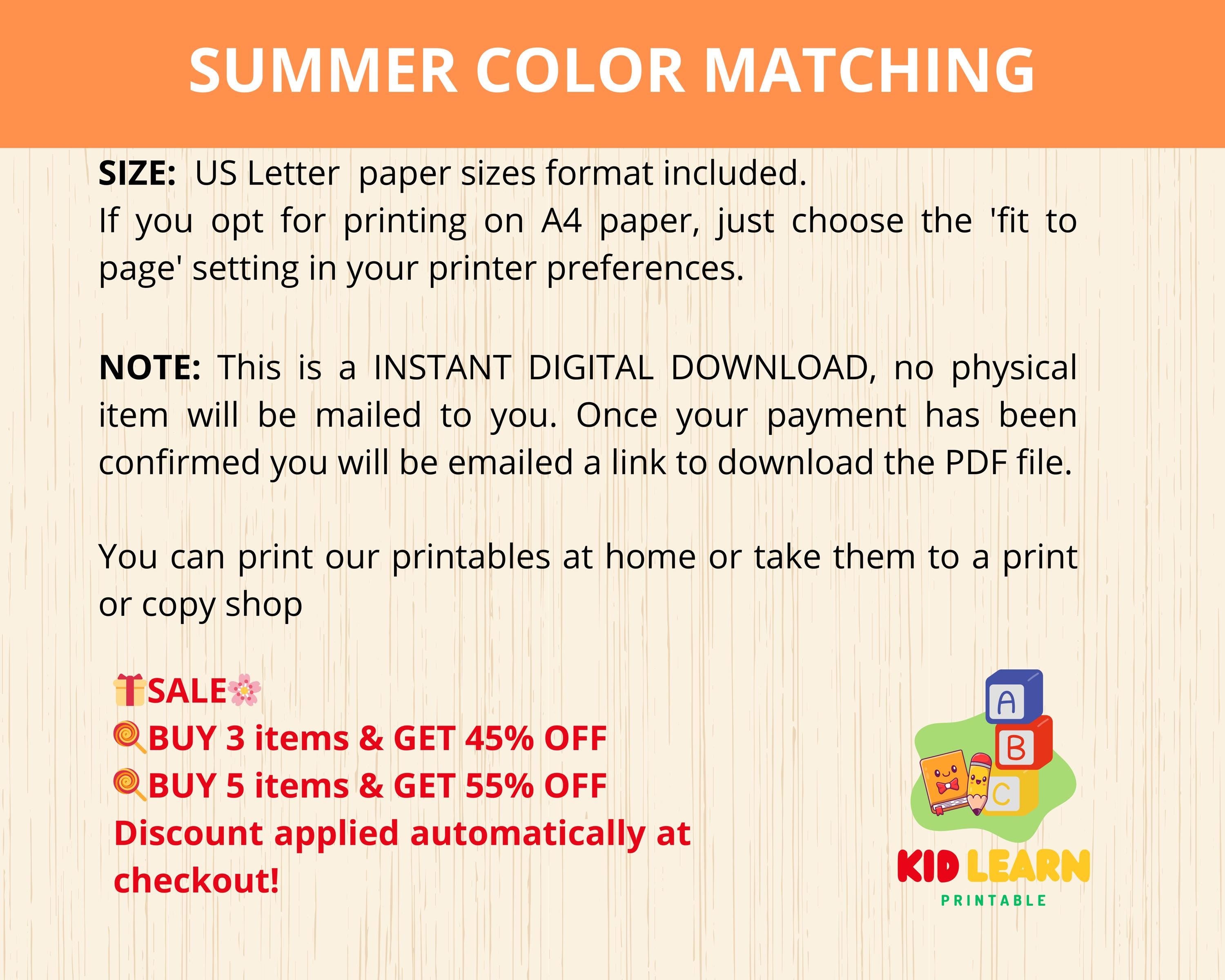 Summer Color Matching,bucket Color Matching,summer Preschool Activity ...