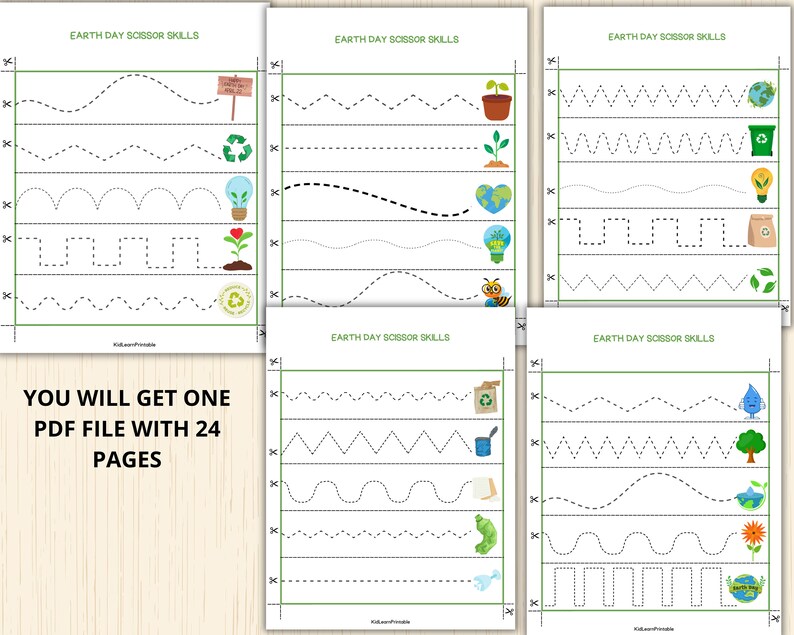 Earth Day Scissor Skills Practice: Spring Cutting Strips (PDF) - Etsy