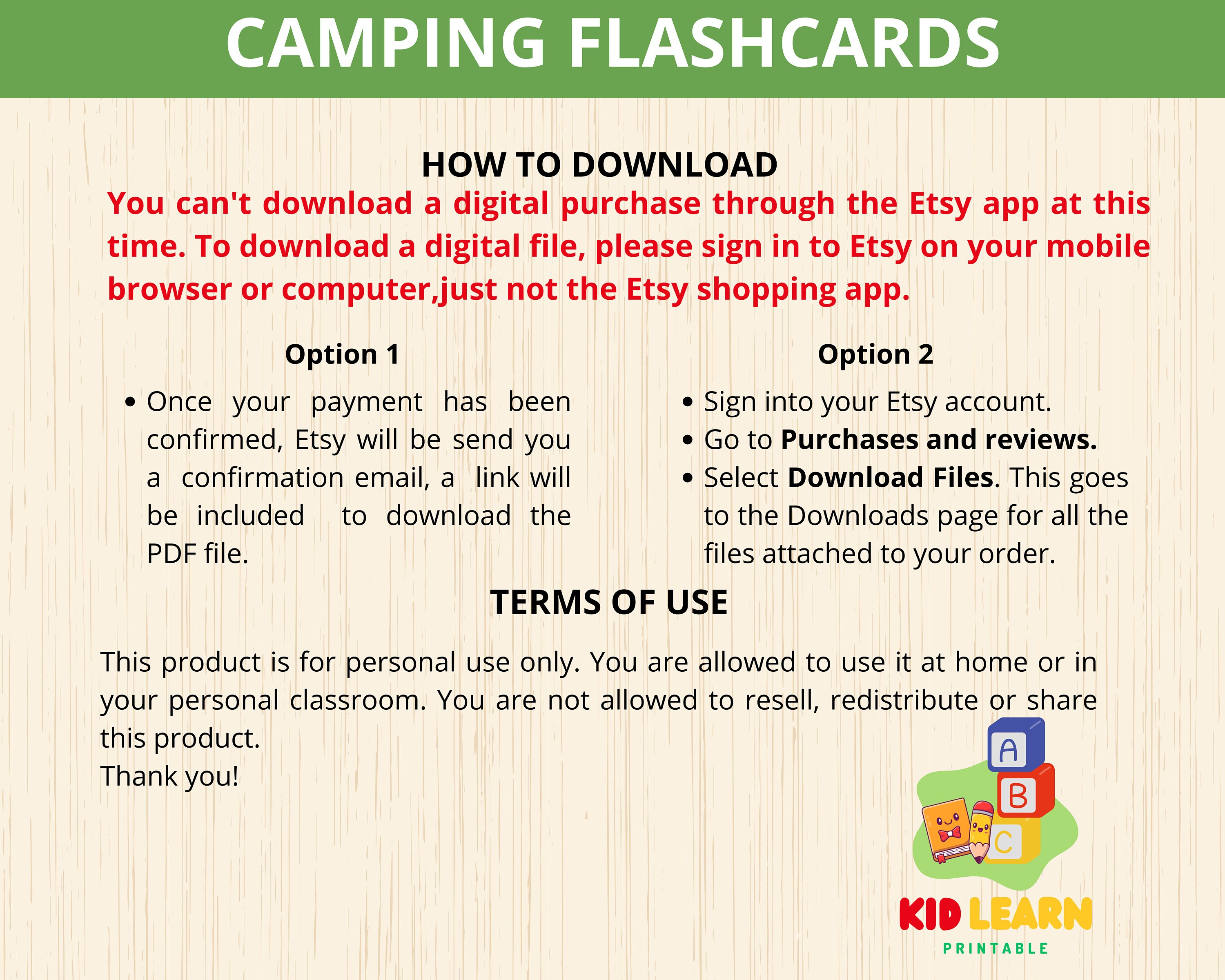 Camping Flash Cards,alphabet Flashcards,kindergarten Prek,seasonal ...
