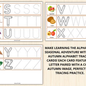 Autumn Alphabet Cards,tracing Letters,fall Letter Tracing,fall Tracing ...