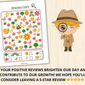 Spring I Spy,i Spy Game,spring Activity,look and Find,learn to Count,i ...