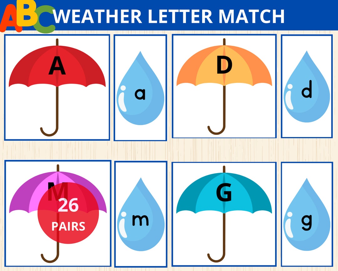 Weather Letter Match, Preschool Letters,alphabet Matching Game,alphabet ...
