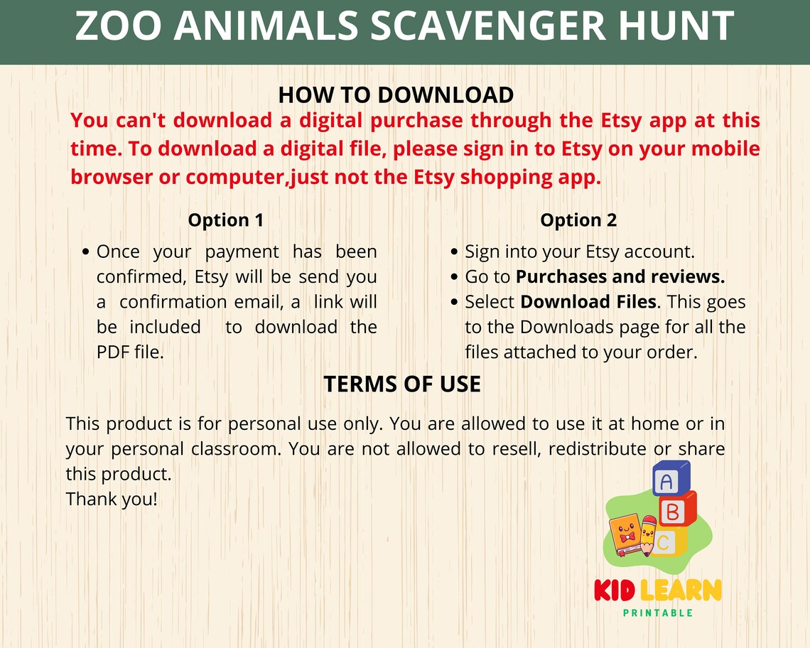 Zoo Scavenger Hunt,treasure Hunt,zoo Animals Hunt,animal Scavenger Hunt ...