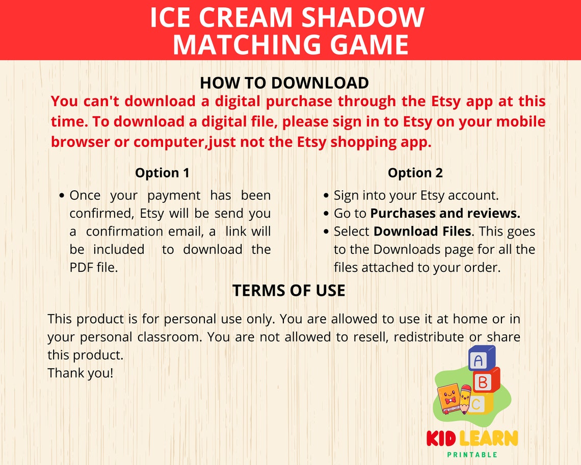 Ice Cream Shadow Matching Game,summer Matching Card,ice Cream Unit ...