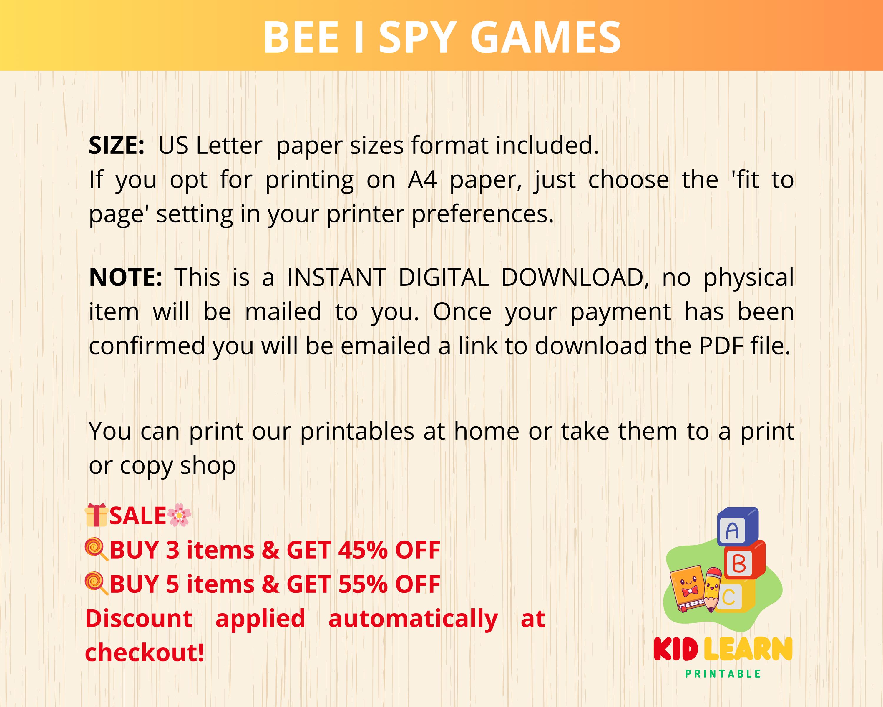 Honey Bee I Spy,bug Counting Activity,honeybee Preschool Learning,bug I ...