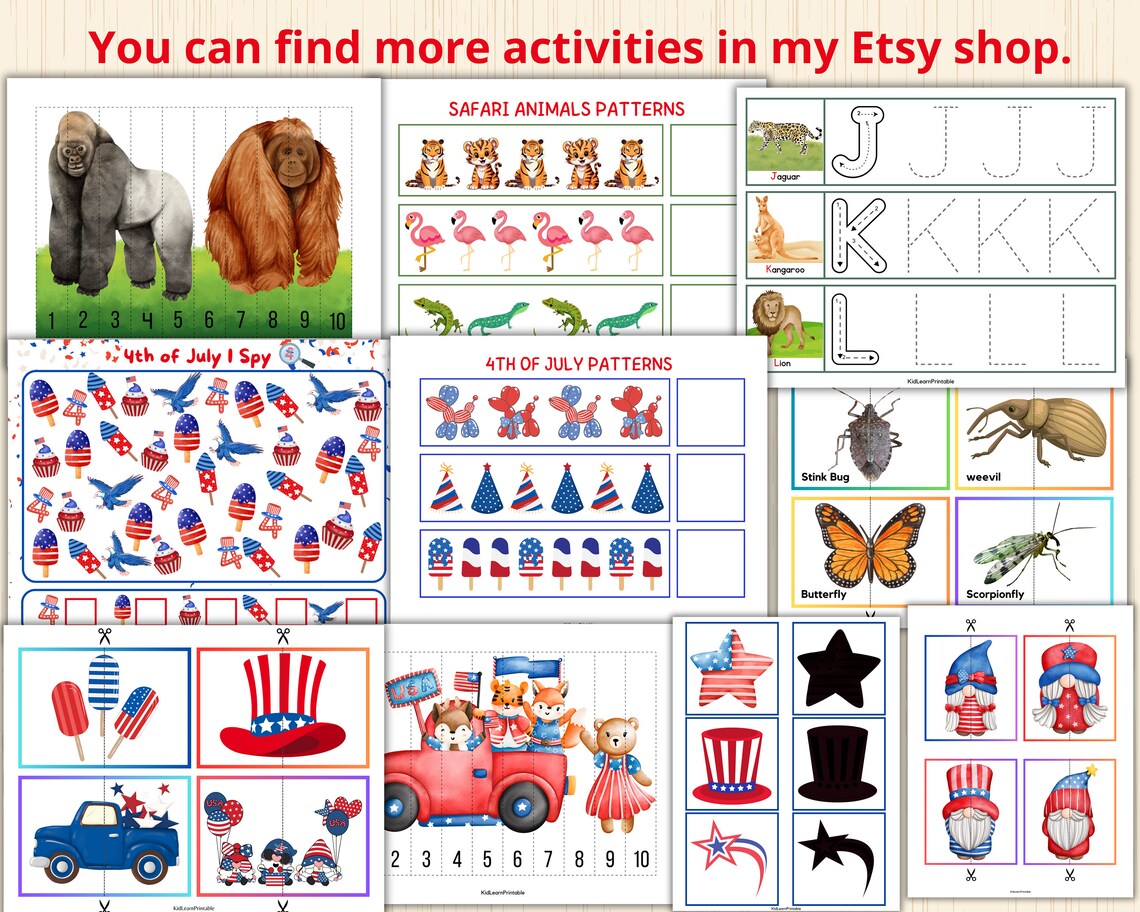 4th of July Number Matching,4th of July Puzzle,counting Activity,number ...