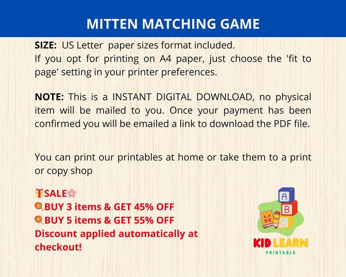 Mitten Matching Game,winter Matching Game,winter Preschool Activity ...