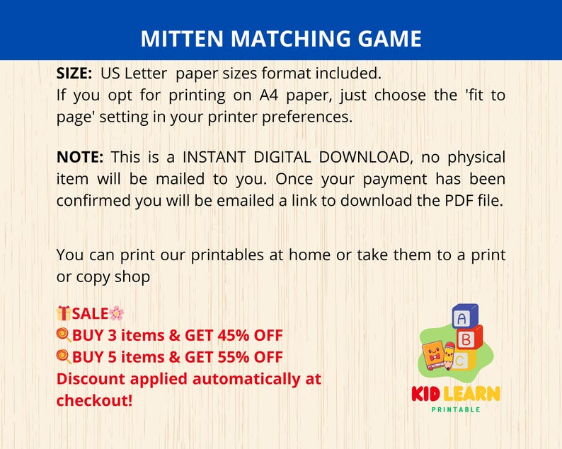 Mitten Matching Game,winter Matching Game,winter Preschool Activity ...