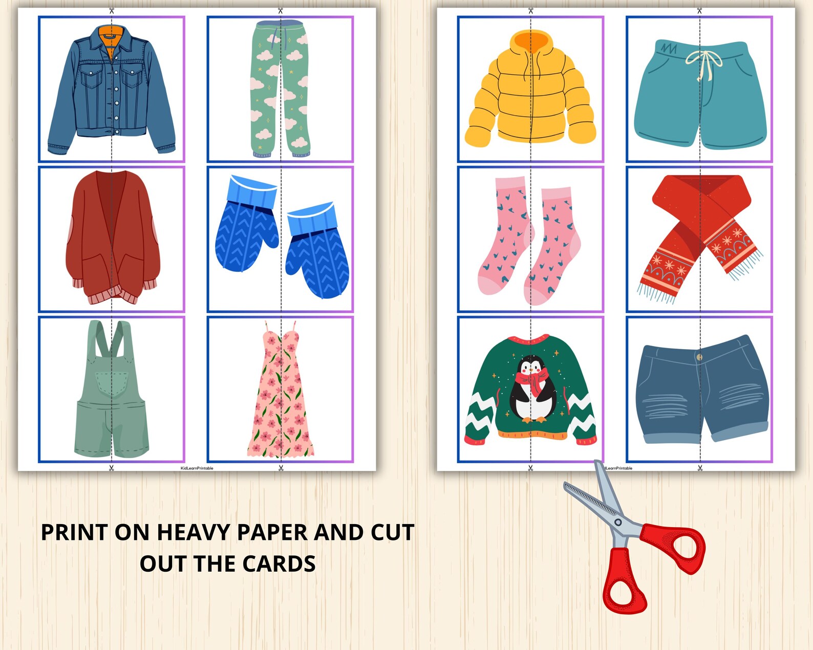 Clothes Matching Game,clothing Activity for Kids,montessori Clothes ...