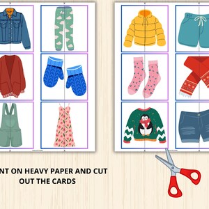 Clothes Matching Game,clothing Activity for Kids,montessori Clothes ...