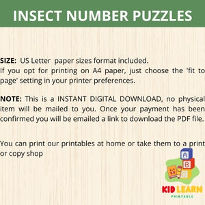 Insect Preschool,insect Number Puzzles,number Sequence,numbers 1-10 ...