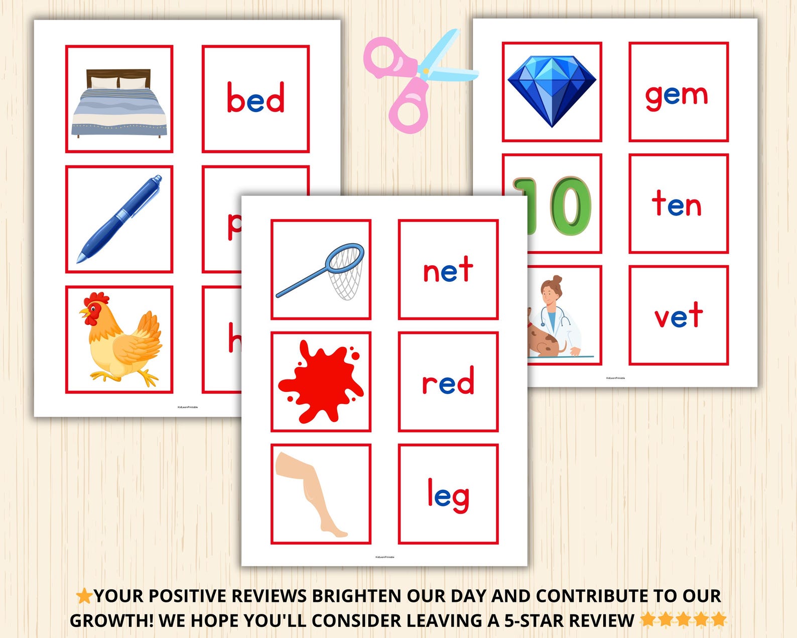 Cvc Word Cards,cvc Word and Picture Matching Activity,cvc Word Matching ...