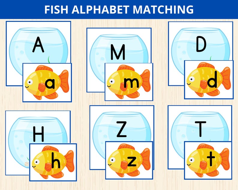 Fish Alphabet Match,ocean Animal Alphabet Matching,fish ABC Matching ...