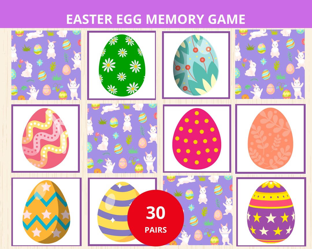 Easter Egg Memory Game,preschool Memory Game,easter Matching Activity ...
